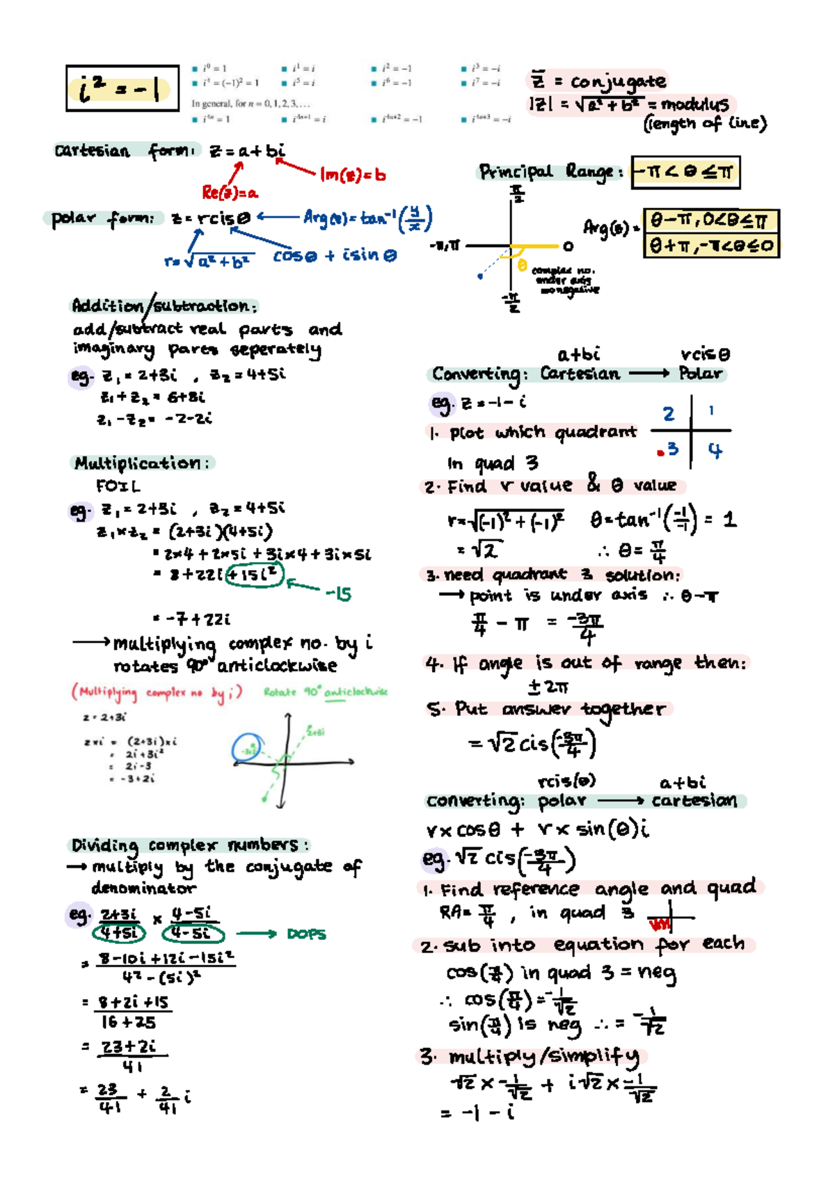 Complex Numbers: Conjugates, Polar Form, and Operations - Studocu