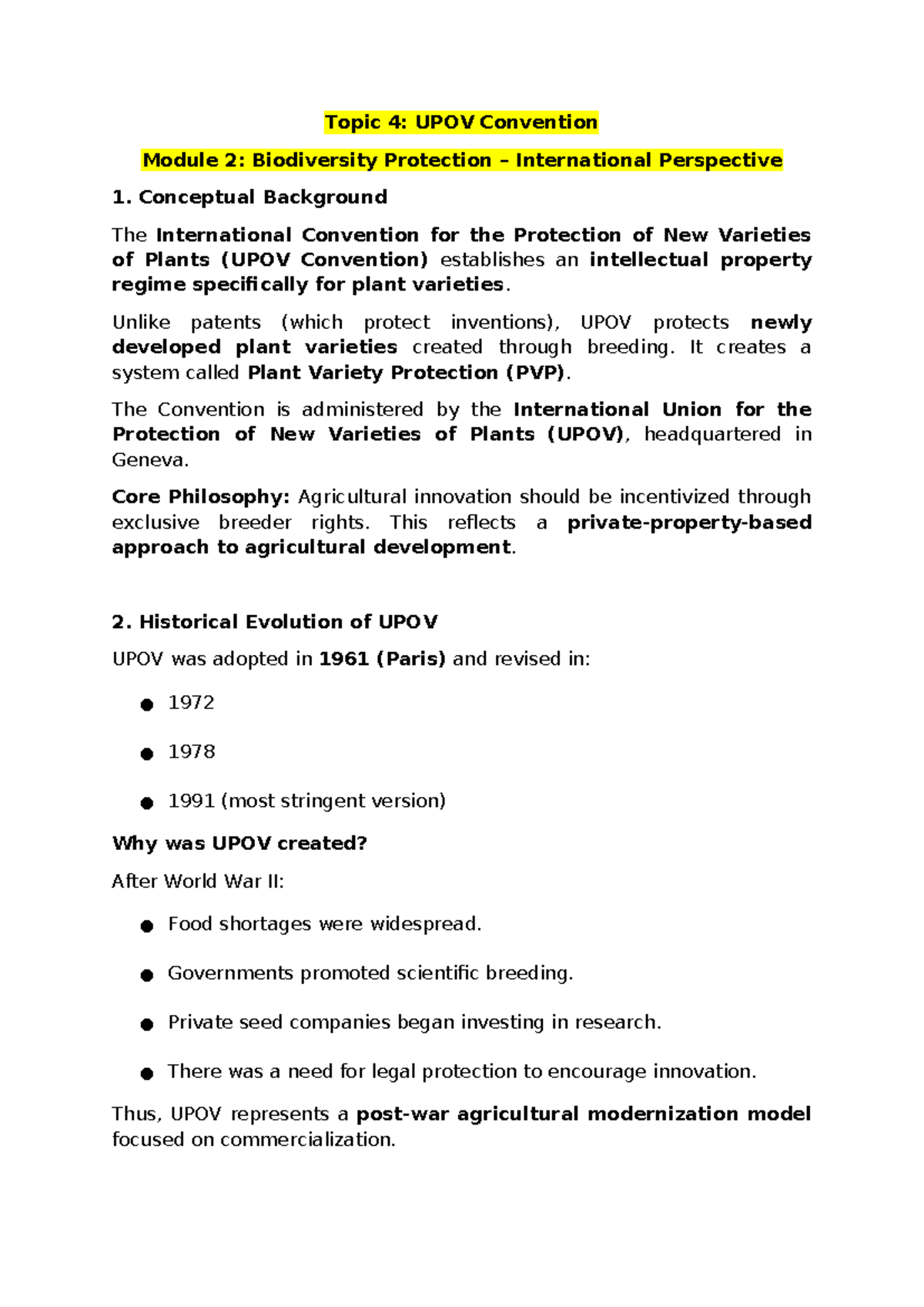 Module 2 Topic 4: UPOV Convention & Biodiversity Protection Insights ...