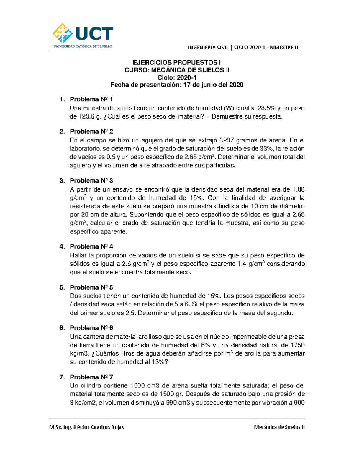 Ejercicios propuestos I - Warning: TT: undefined function: 32 INGENIERÍA CIVIL | CICLO 20 20 -1 ...