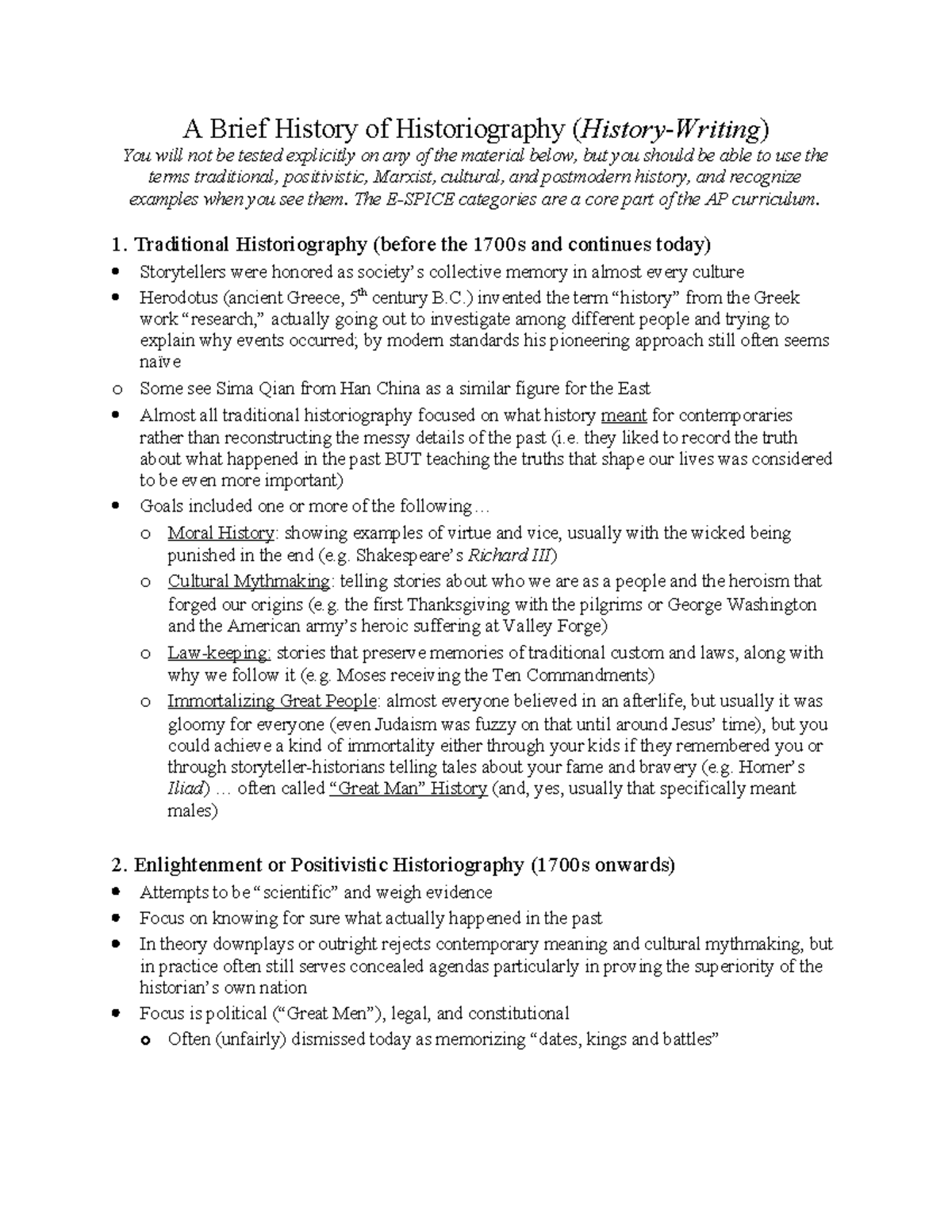A Brief History of Historiography: AP History Key Themes & Concepts ...