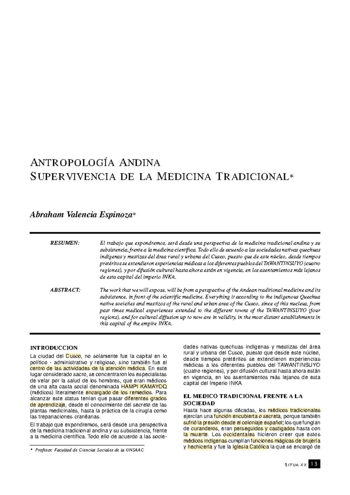 Antropolog andina - Articulo - El trabajo que expondremos, será desde ...