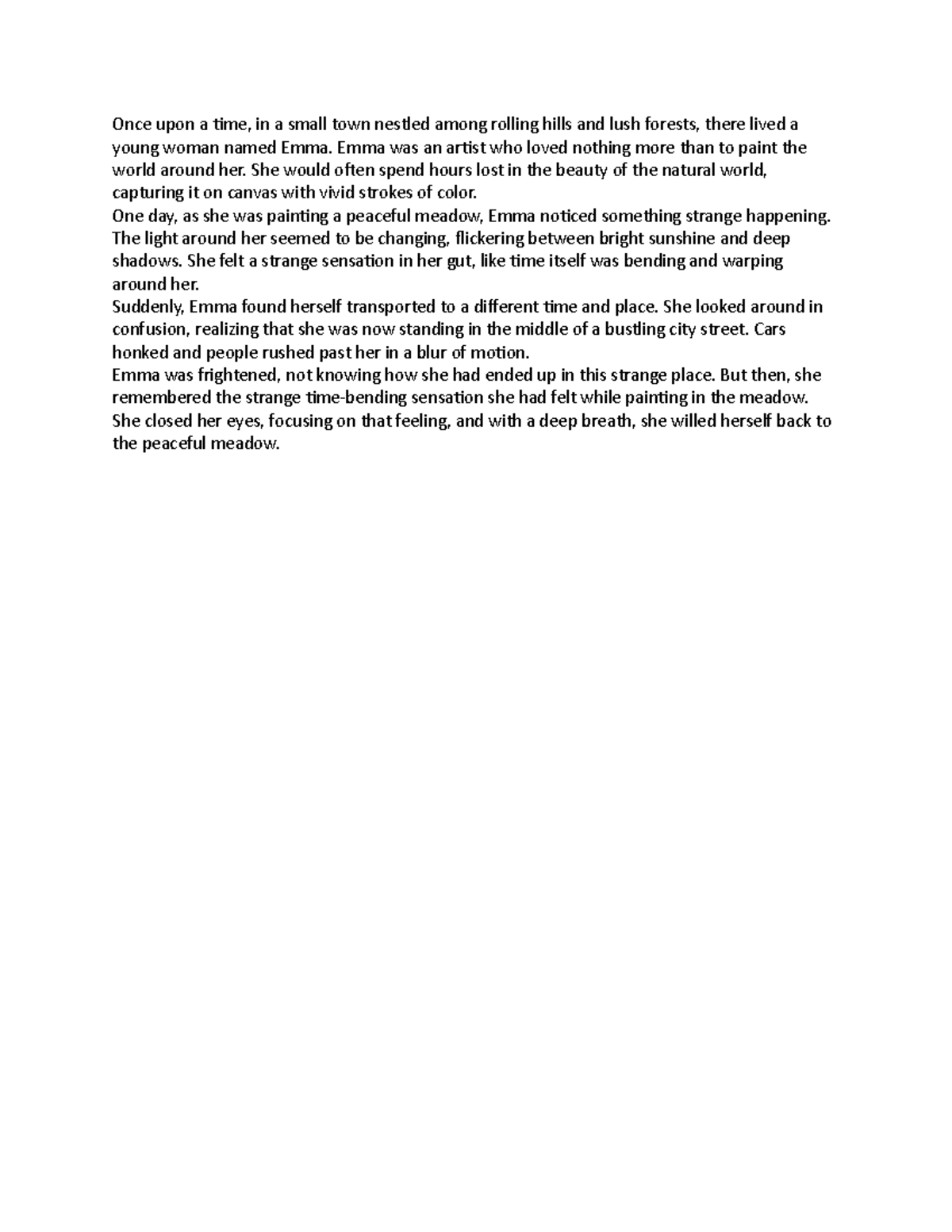 English Test Story 5: The Time-Bending Adventures of Emma - Studocu