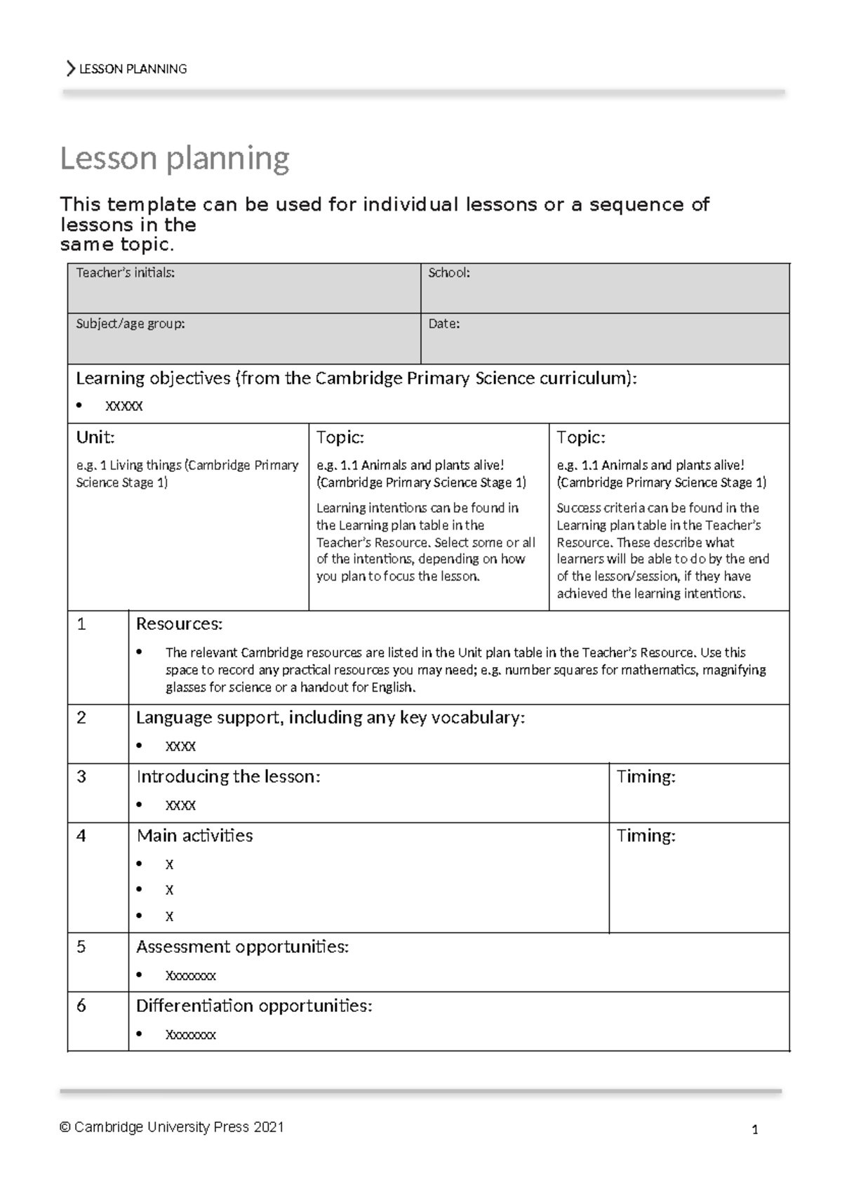 Lower Secondary Science 9 Lesson Plan Template - Studocu
