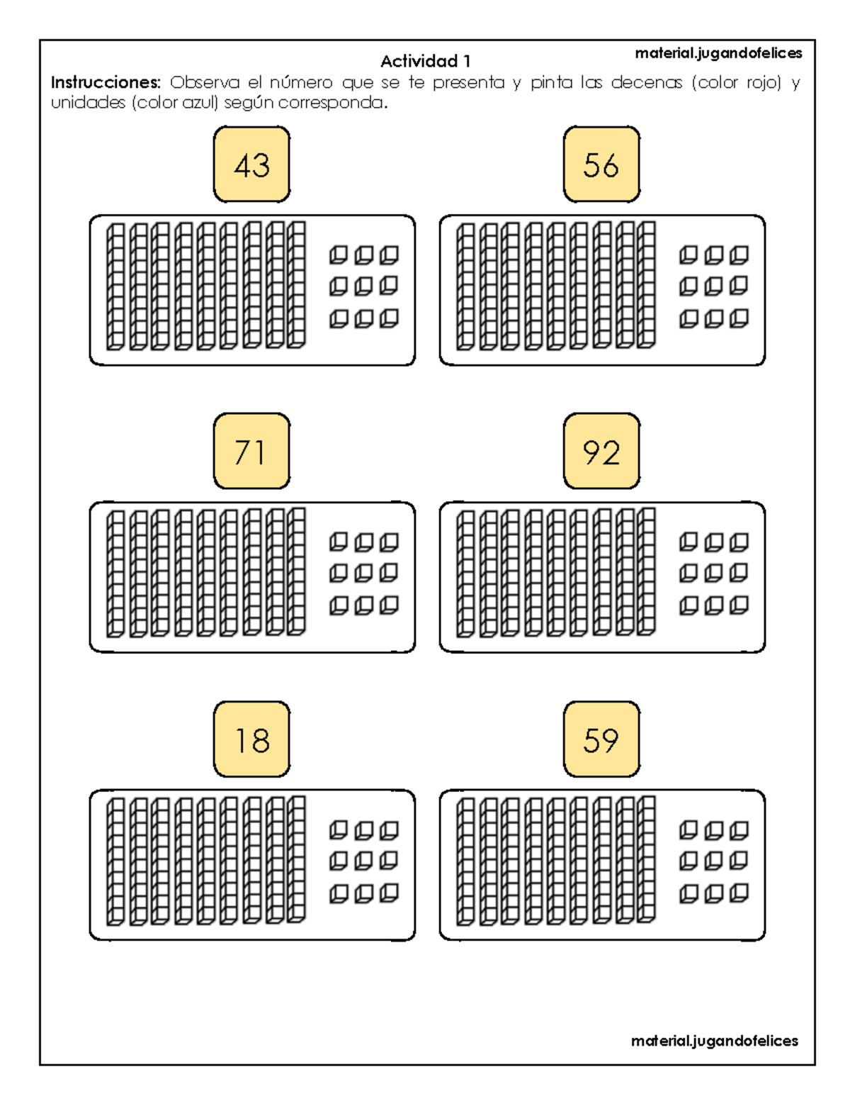 Hojas De Trabajo Gratuitas Sobre Bloques De Valor Posicional