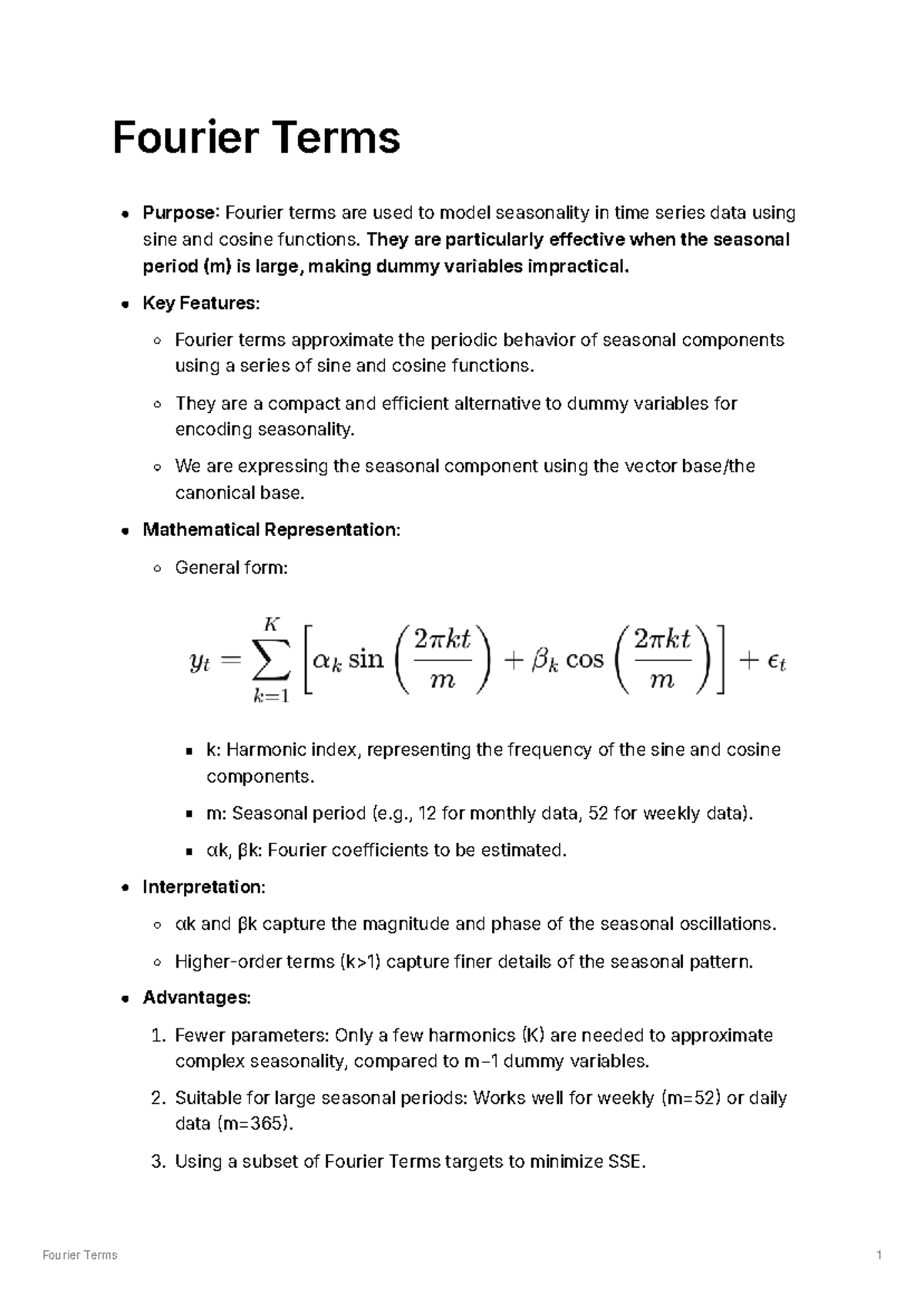 Fourier Terms for Seasonality in Time Series Data Analysis - Studocu