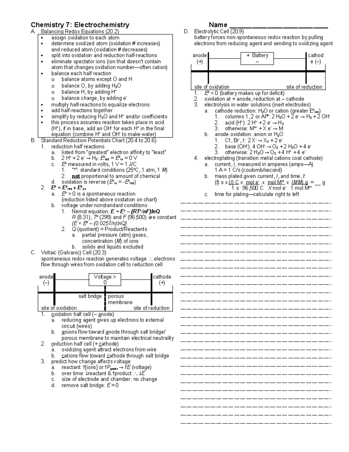 AP Chem 7: Electrochemistry - Balancing Redox Equations and Cell ...