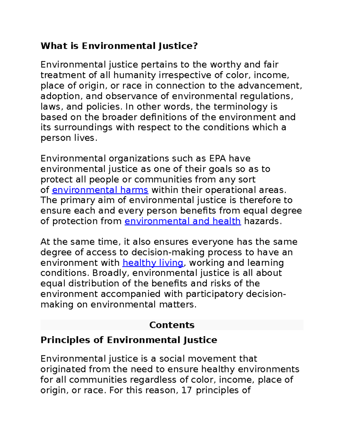 Environmental justice summary - What is Environmental Justice ...
