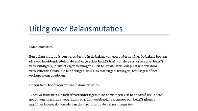 Uitleg over Balansmutaties: Veranderingen in Activa en Passiva ...