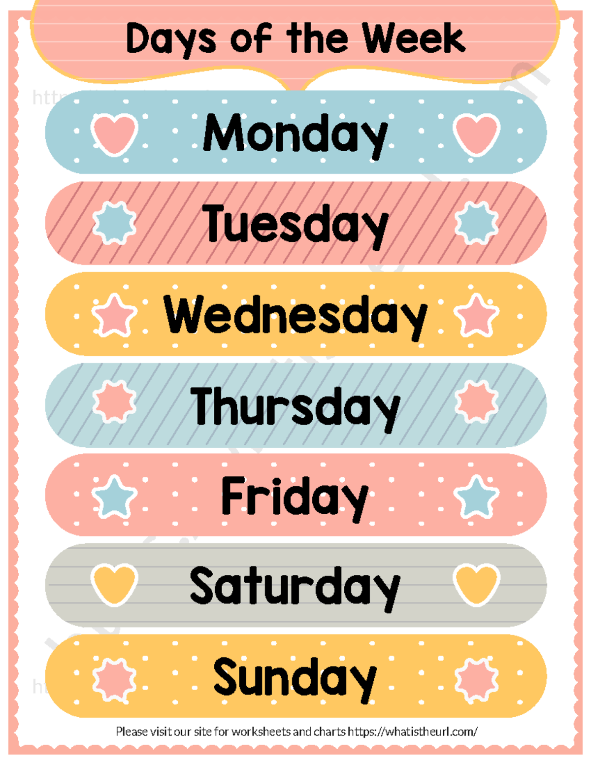 Days of the week chart Free and Printable - Please visit our site for ...