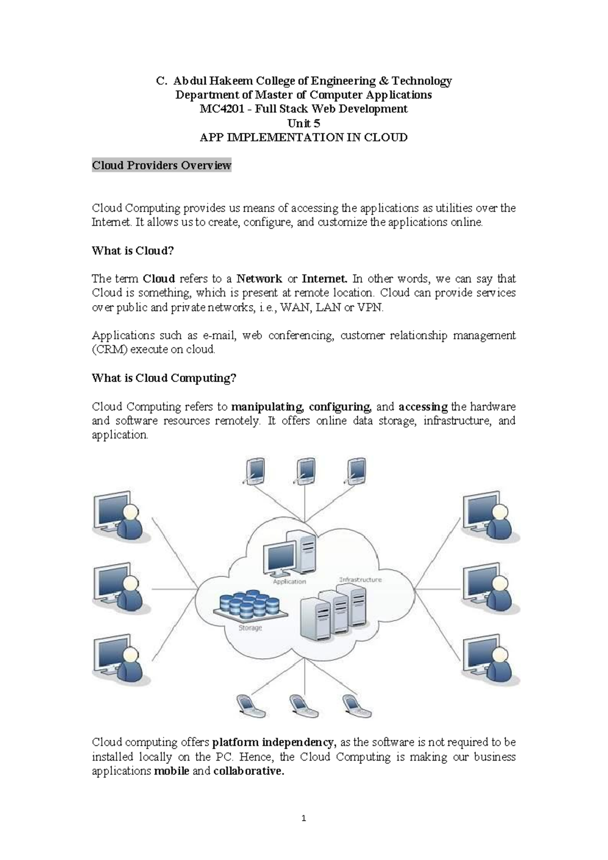 MC4201 - Full Stack Web Development Unit 5 - C. Abdul Hakeem College of ...