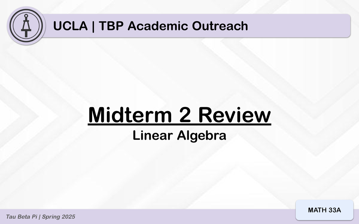 Math 33A | Midterm 2 Review: Linear Algebra Concepts & Projections ...