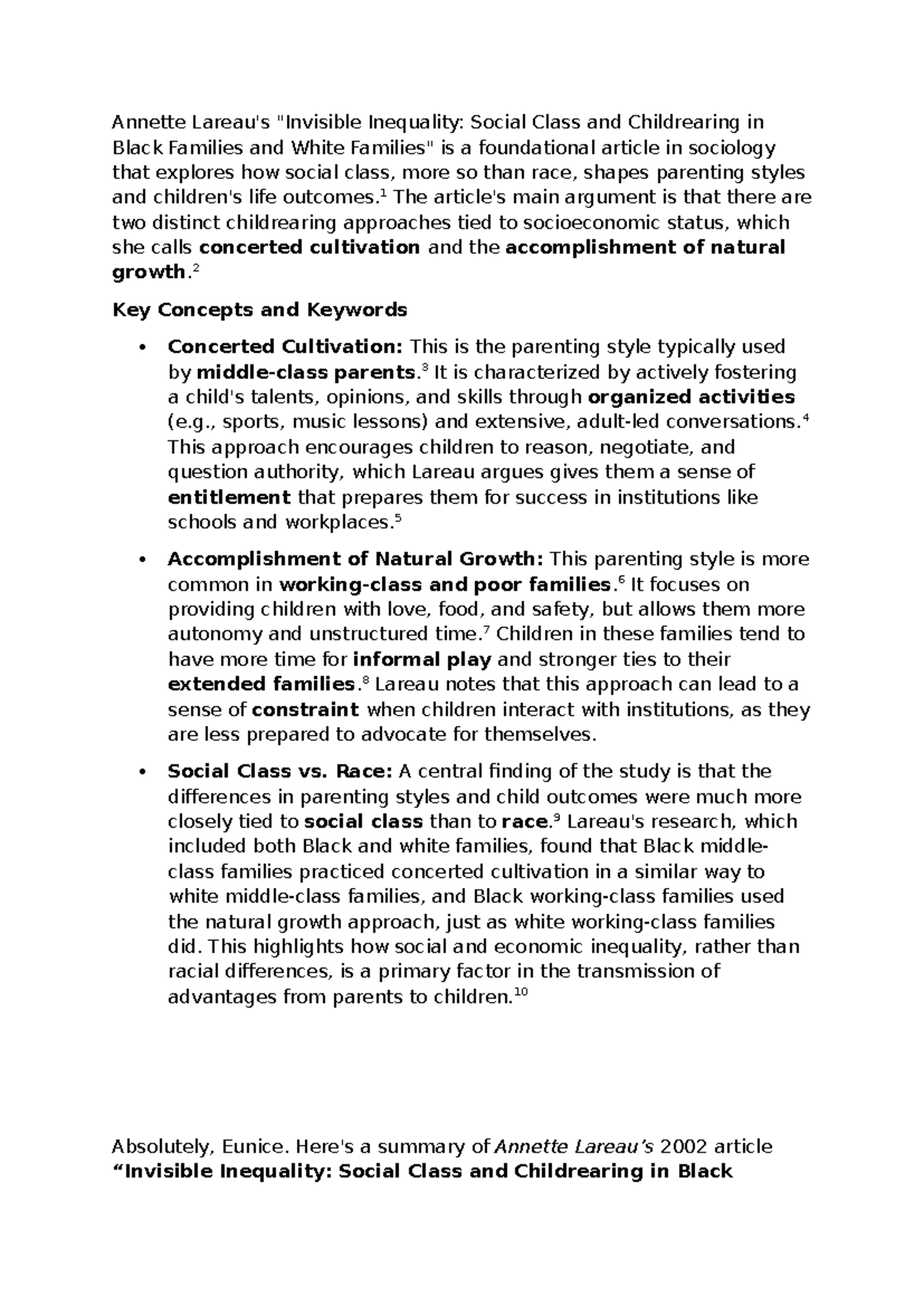 Annette Lareau's Inequality: Childrearing in Black & White Families ...