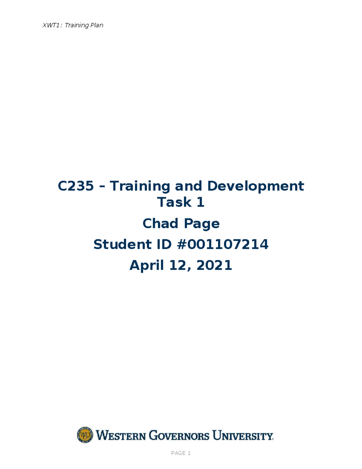 XWT1: Safety Training Plan for Alliah Roofing - C235 Task 1 - Studocu