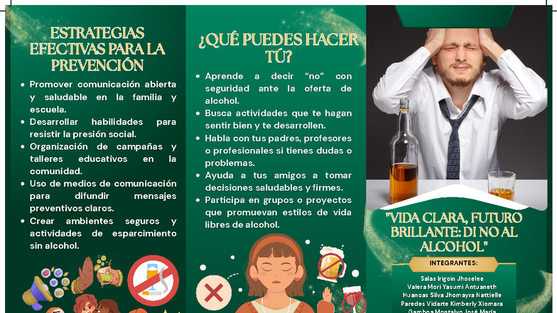 Tríptico: Estrategias para la Prevención del Consumo de Alcohol - Studocu
