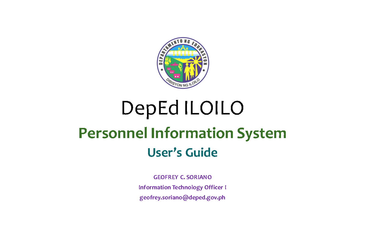 Personnel Information System User's Manual - DepEd ILOILO - Studocu