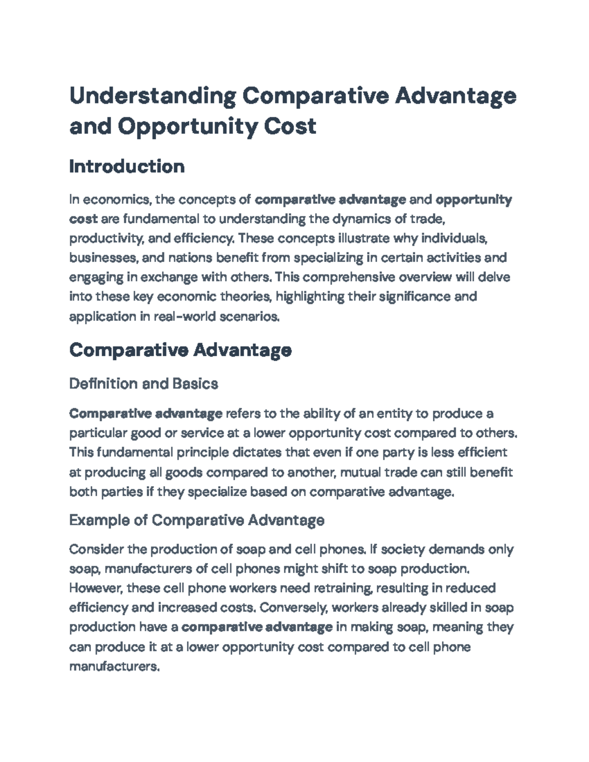Understanding Comparative Advantage and Opportunity Cost in Economics ...