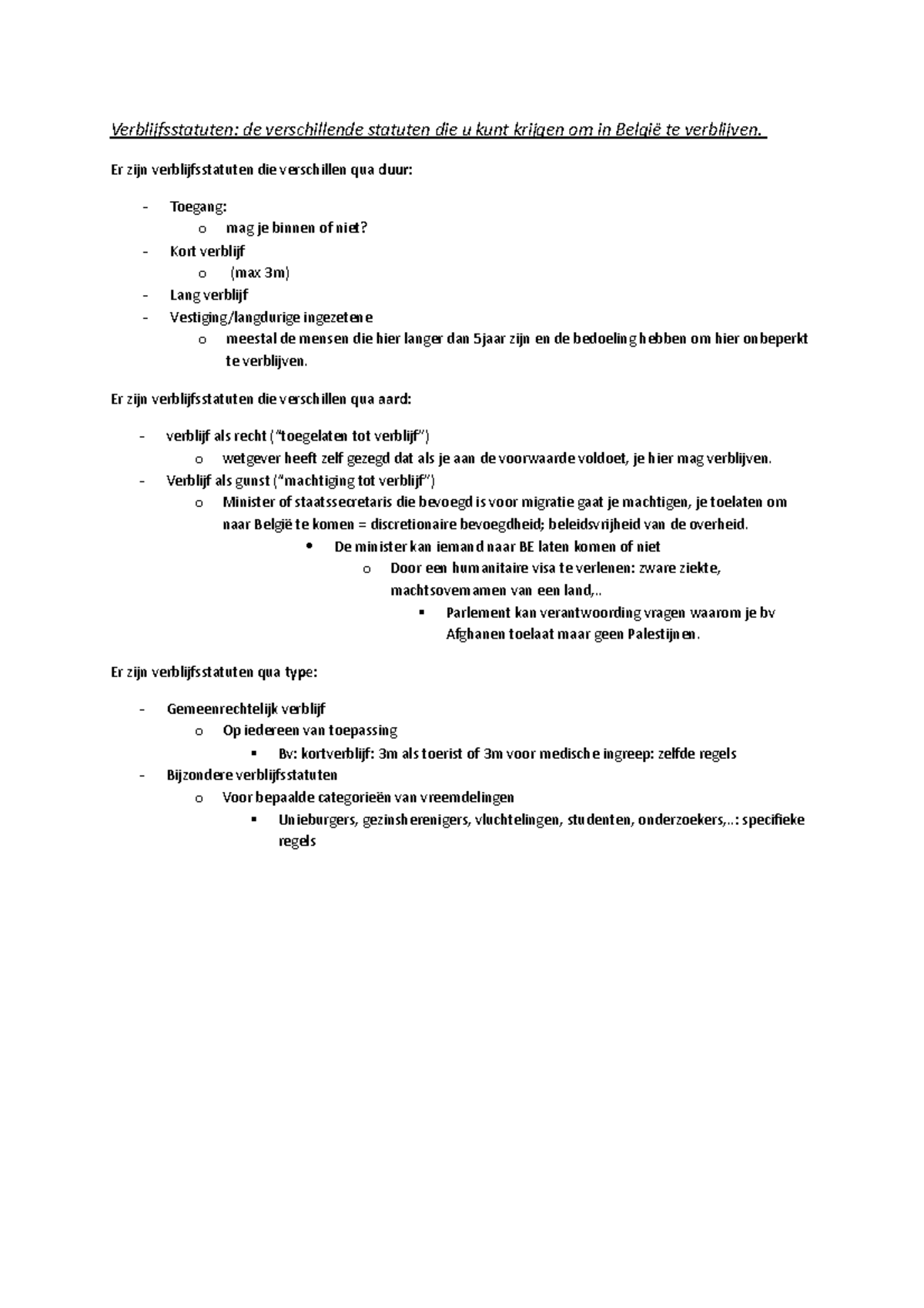 Verblijfsstatuten schema - Verblijfsstatuten: de verschillende statuten die u kunt krijgen om in ...