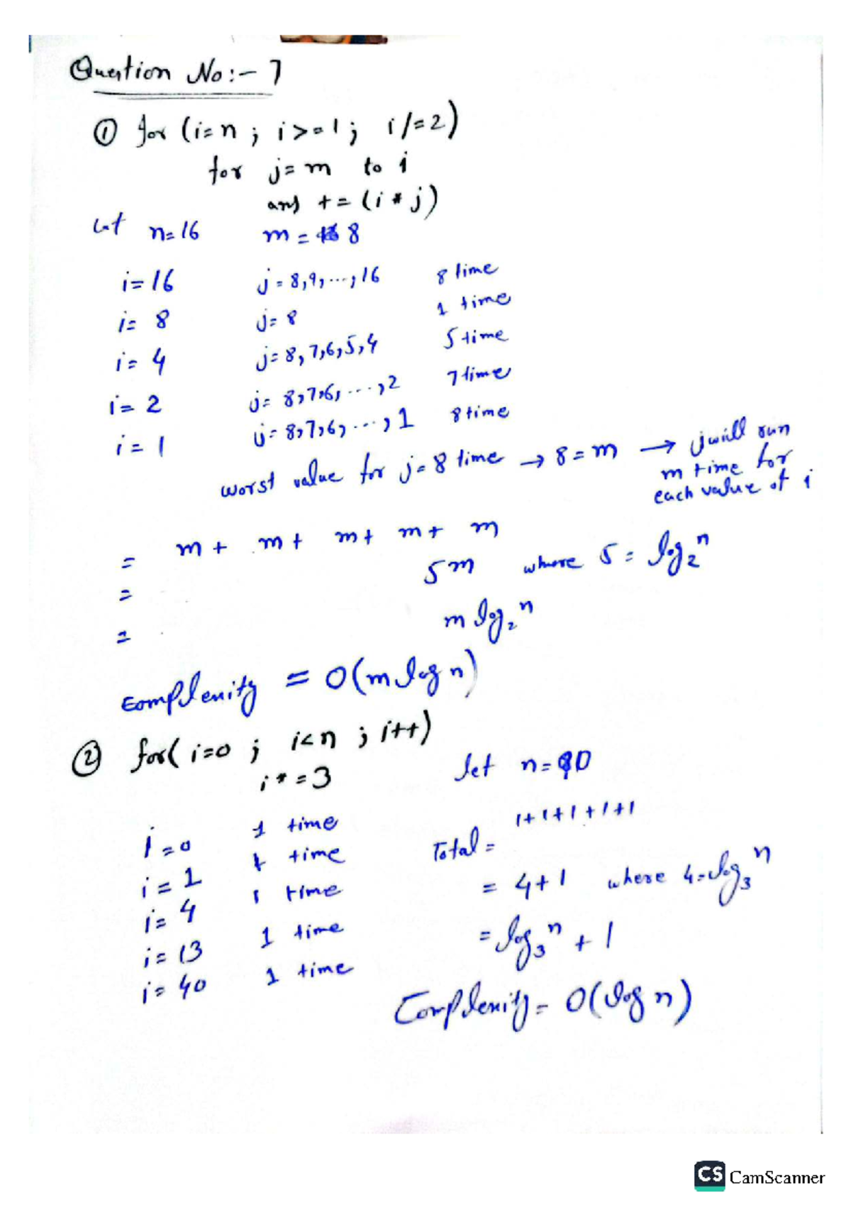 CS Question 7: Recursion Tree Analysis and Time Complexity - Studocu