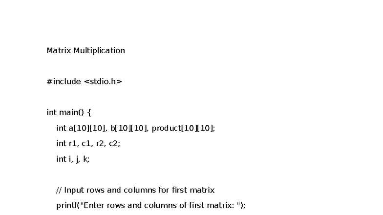 Matrix Multiplication: Detailed Explanation and Example - Studocu