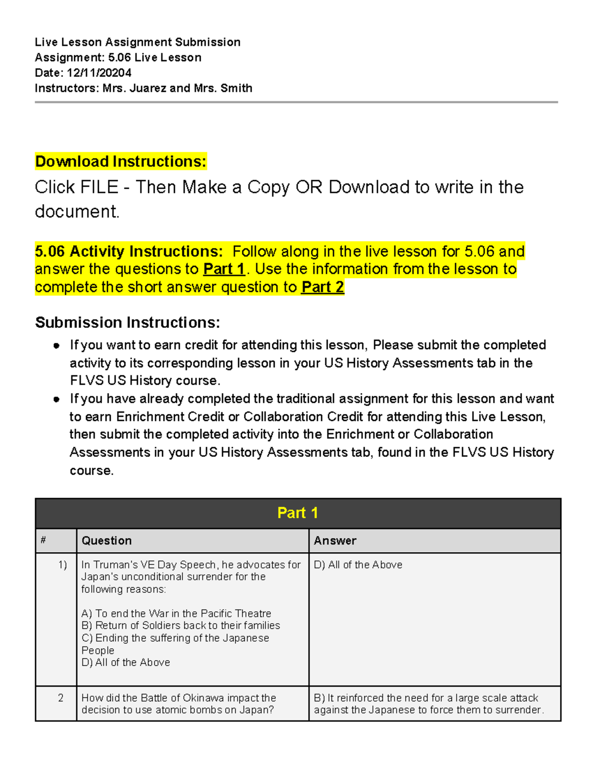 5.06 Live Lesson Worksheet - Assignment: 5 Live Lesson Date: 12/11 ...