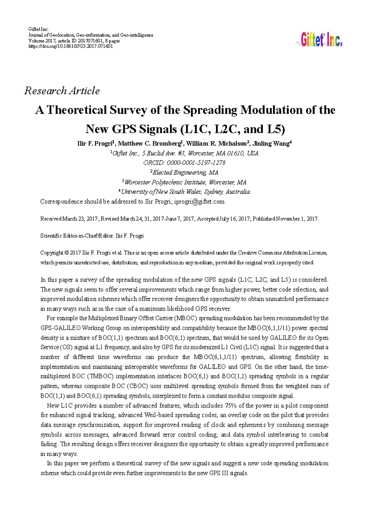 A Theoretical Survey of New GPS Signals (L1C, L2C, L5) Modulation - Studocu