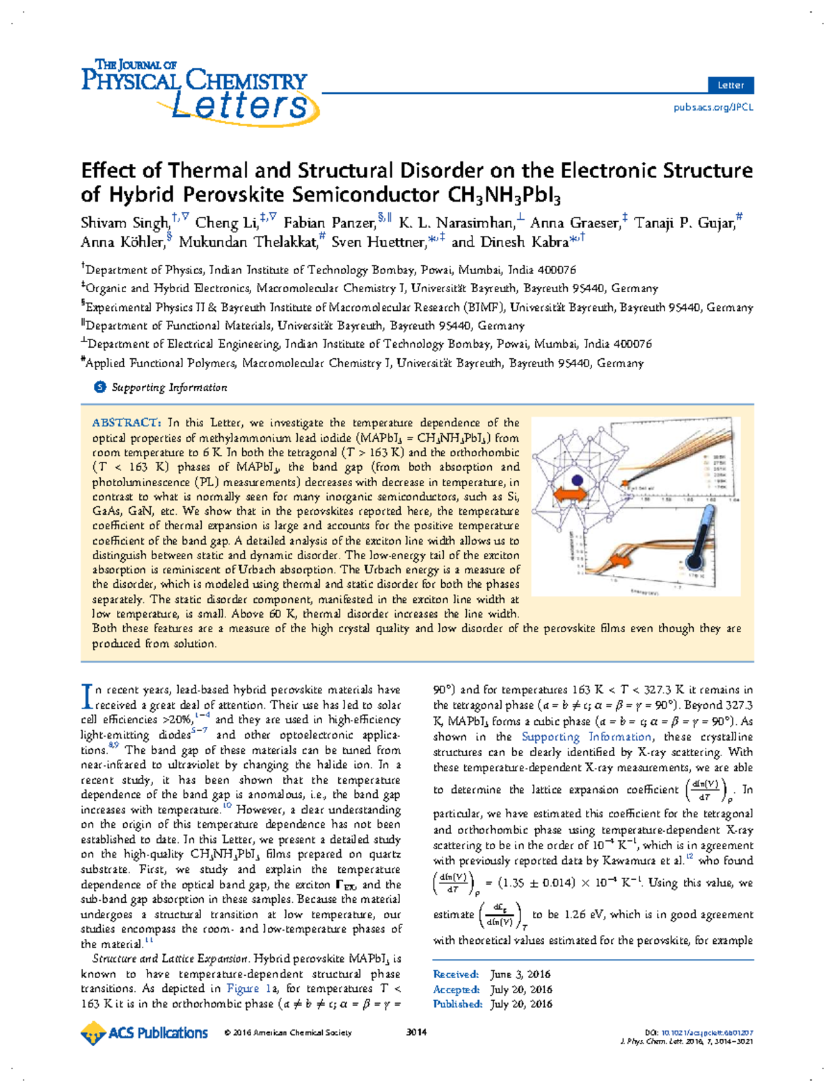 Effect of Thermal & Structural Disorder on Electronic Structure of ...