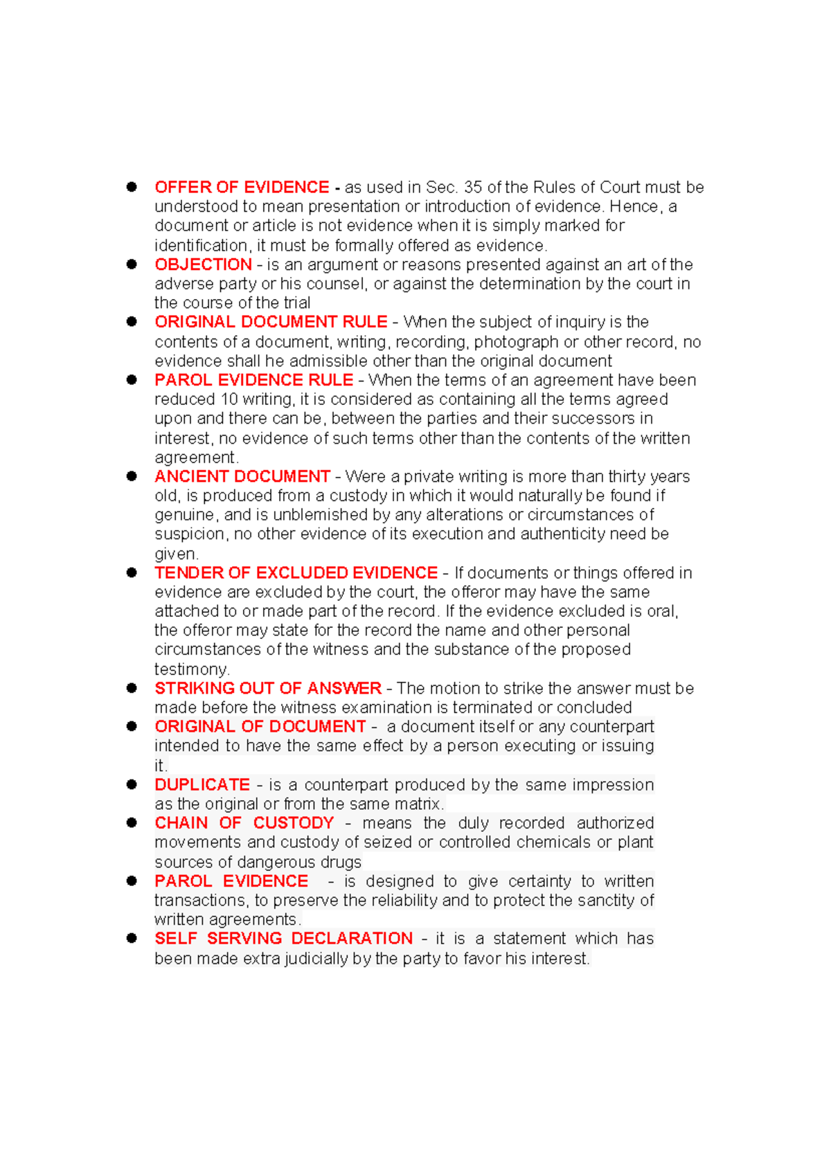 Understanding Evidence: Key Concepts from Legal Procedure - Studocu