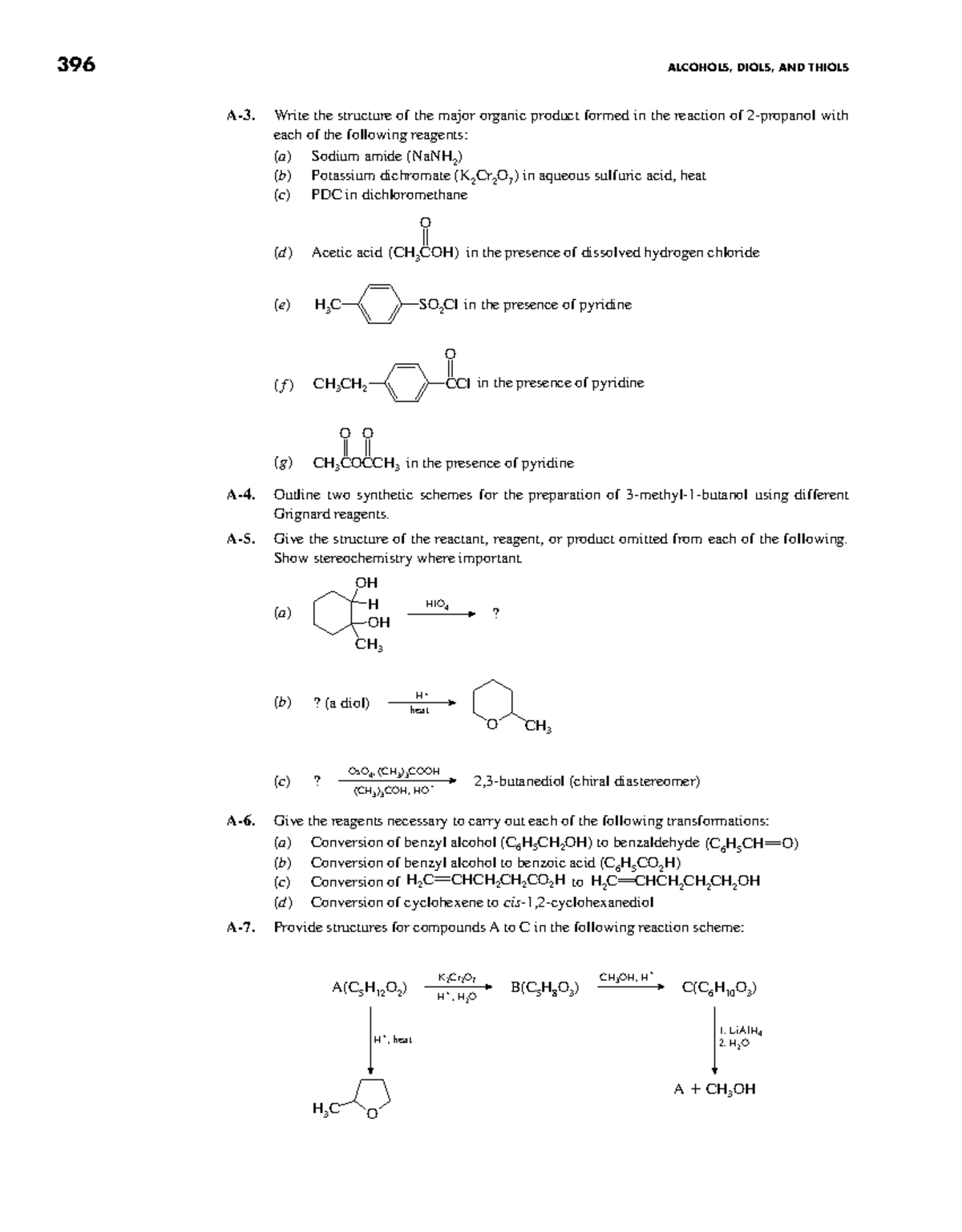396 Organic Chemistry: Alcoh., Diols, & Thiols Reactions & Syntheses ...