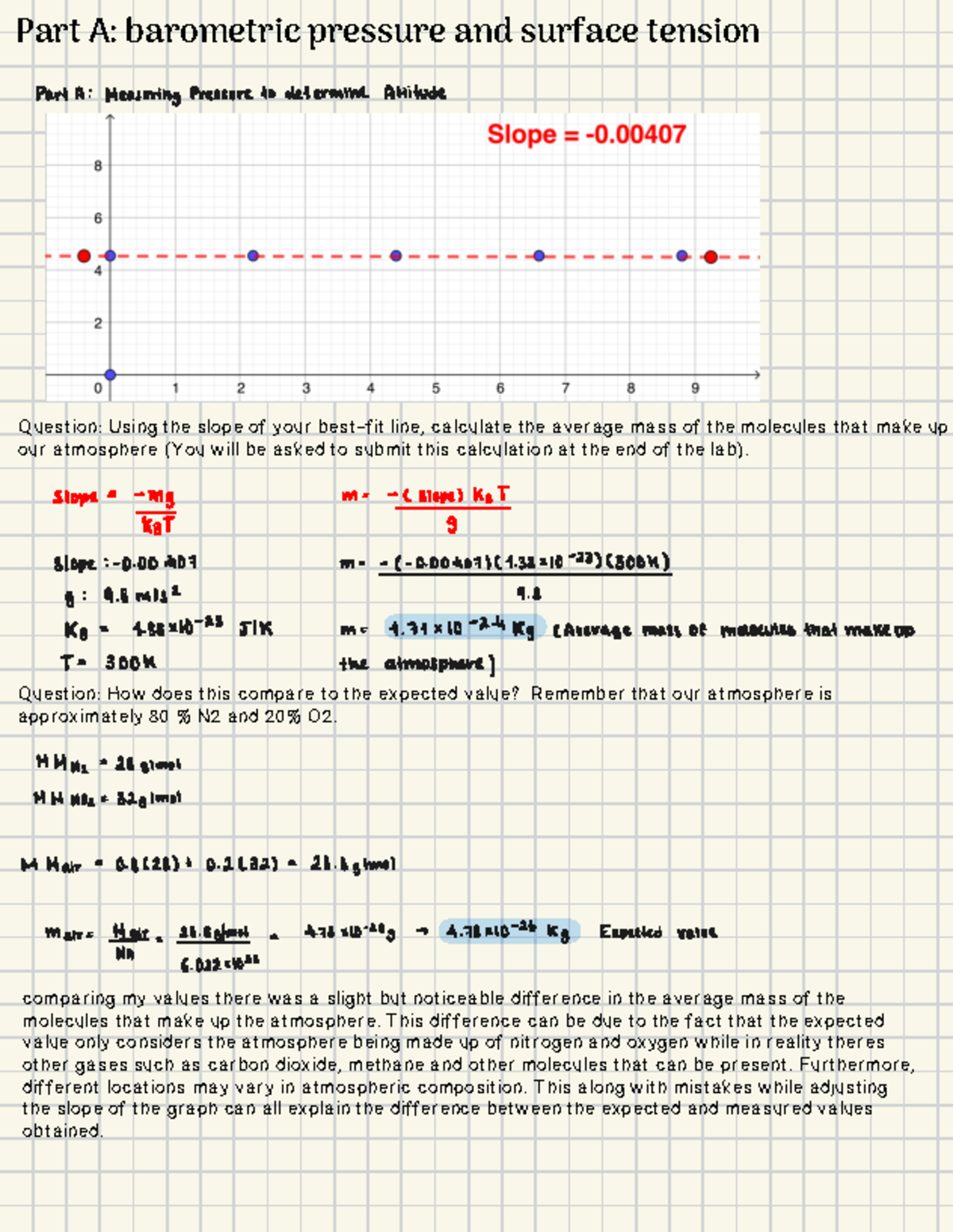 Lab 3 physics 1080 - Part A: barometric pressure and surface tension ...