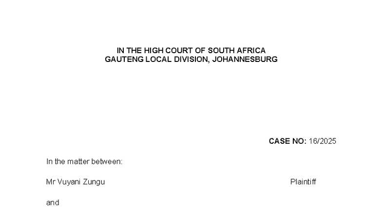 Notice of Evidence Submission - Case No: High Court Rule 36[10] - Studocu