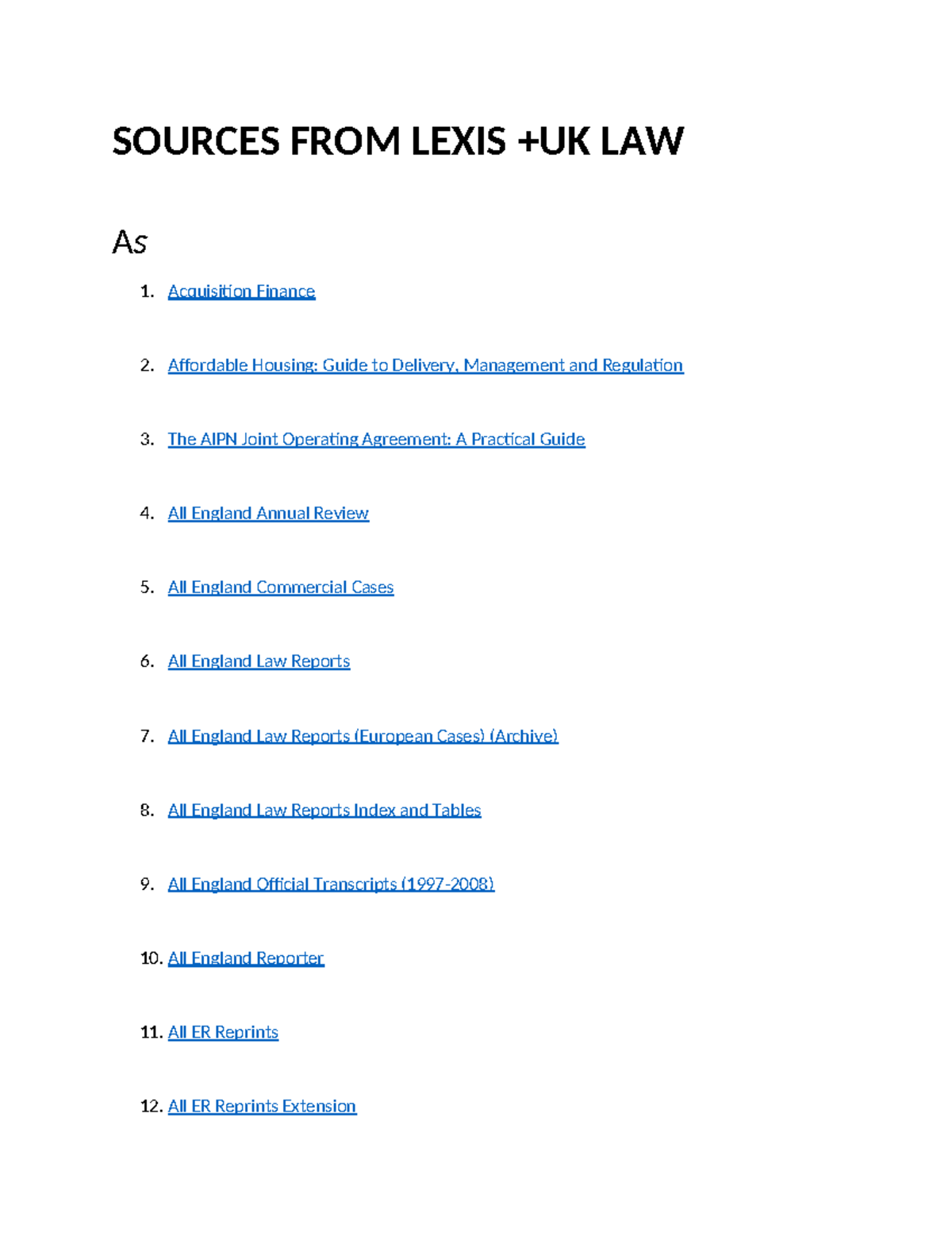 Sources from Lexis Law: Comprehensive Notes and Guides - Studocu