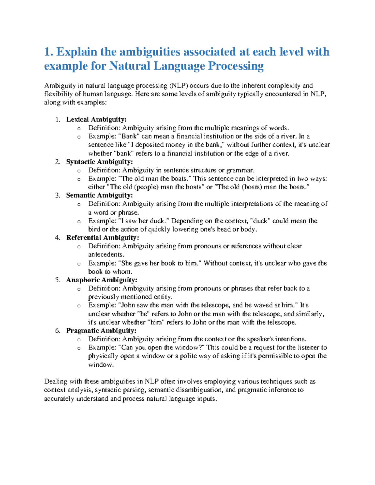 "CS-101: Ambiguities in Natural Language Processing & Skip-Gram Insights" - Studocu