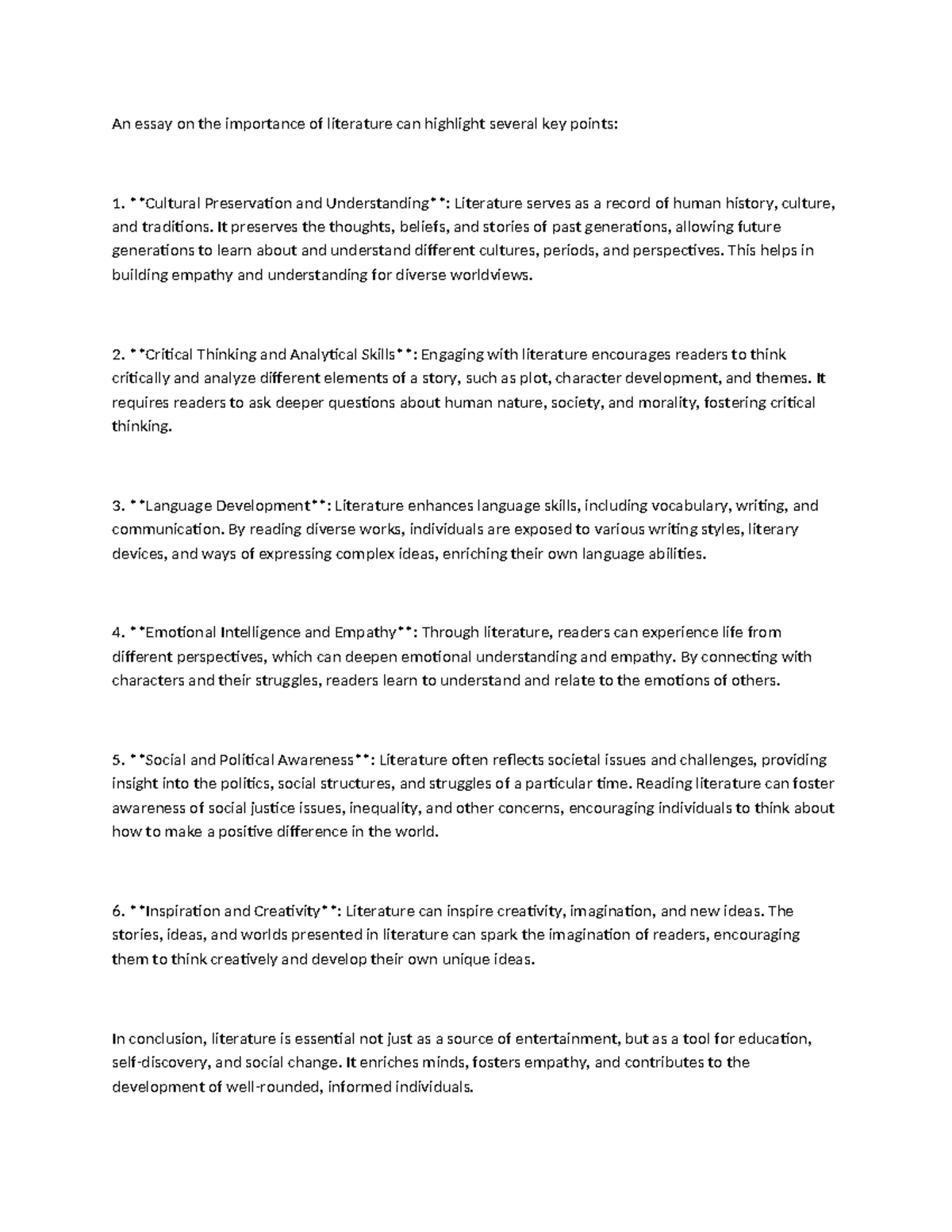 An essay - It preserves the thoughts, beliefs, and stories of past ...