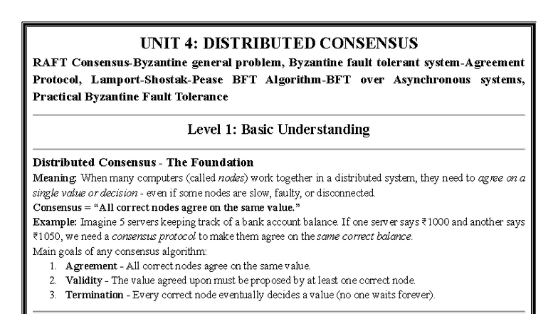 UNIT 4: Blockchain - Understanding RAFT and Byzantine Fault Tolerance - Studocu