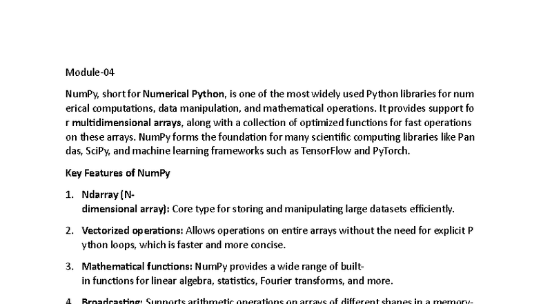 Module-04: NumPy Basics for Data Science with Python - Studocu