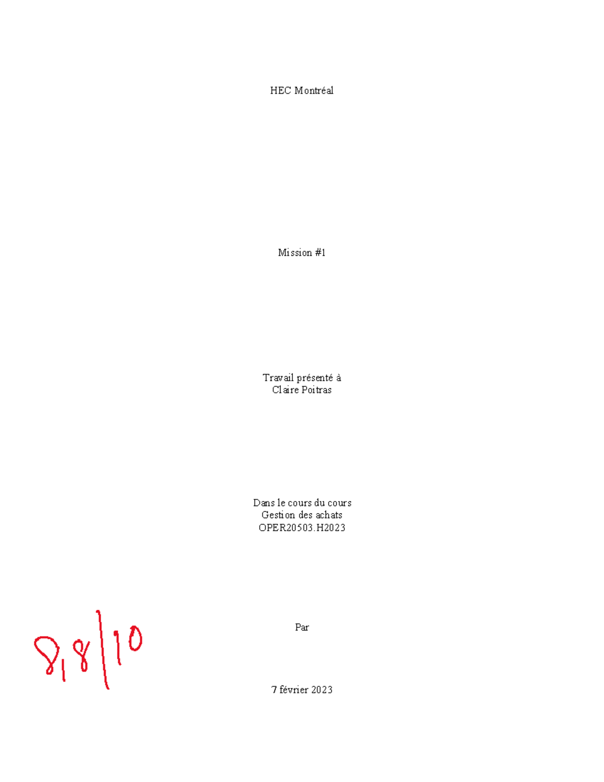 Mission 1 - Gestion des Achats - Corrections et Analyse OPER20503.H ...