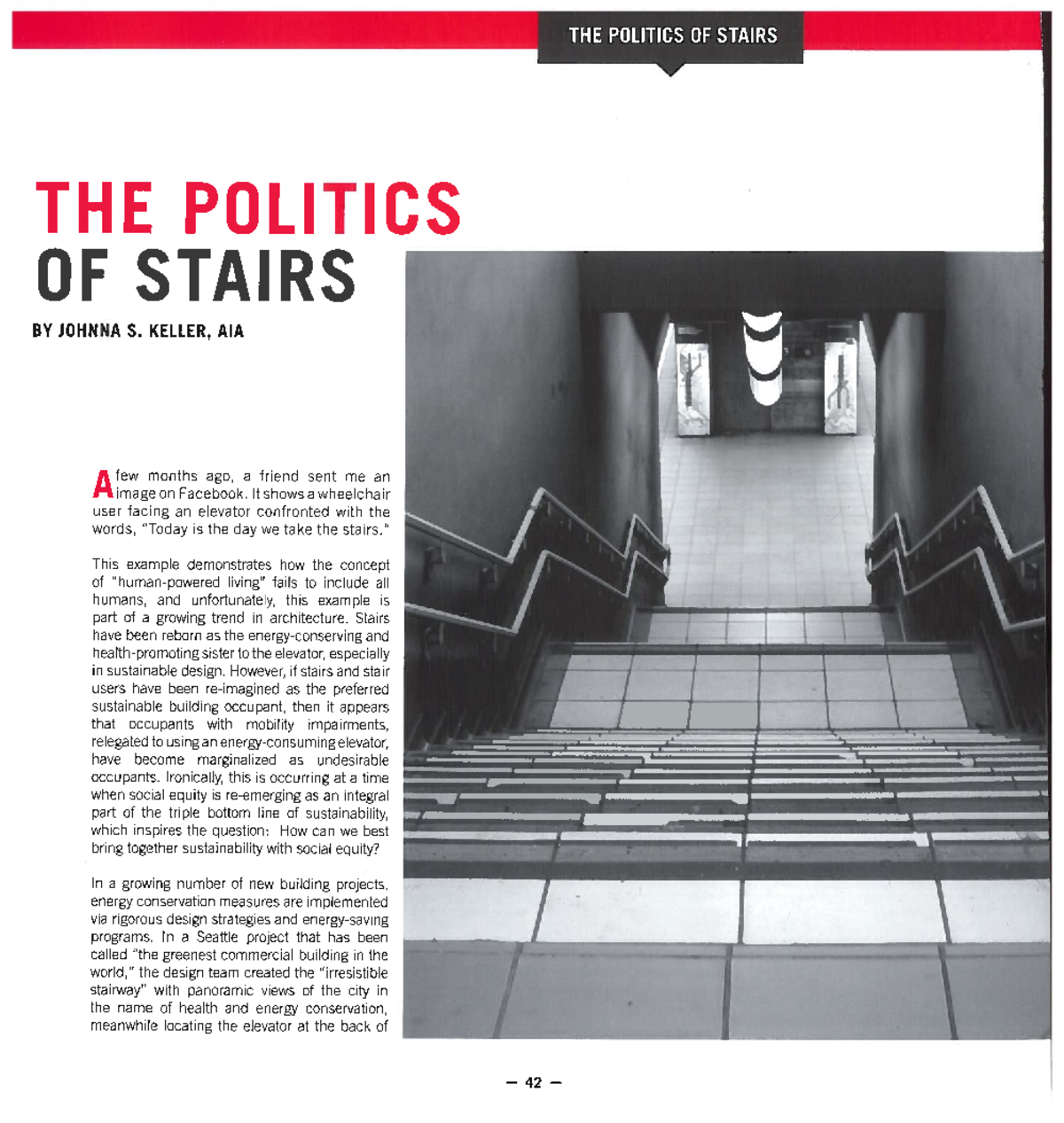 Politics of Stairs: A Reading Assignment on Social Equity & Design ...