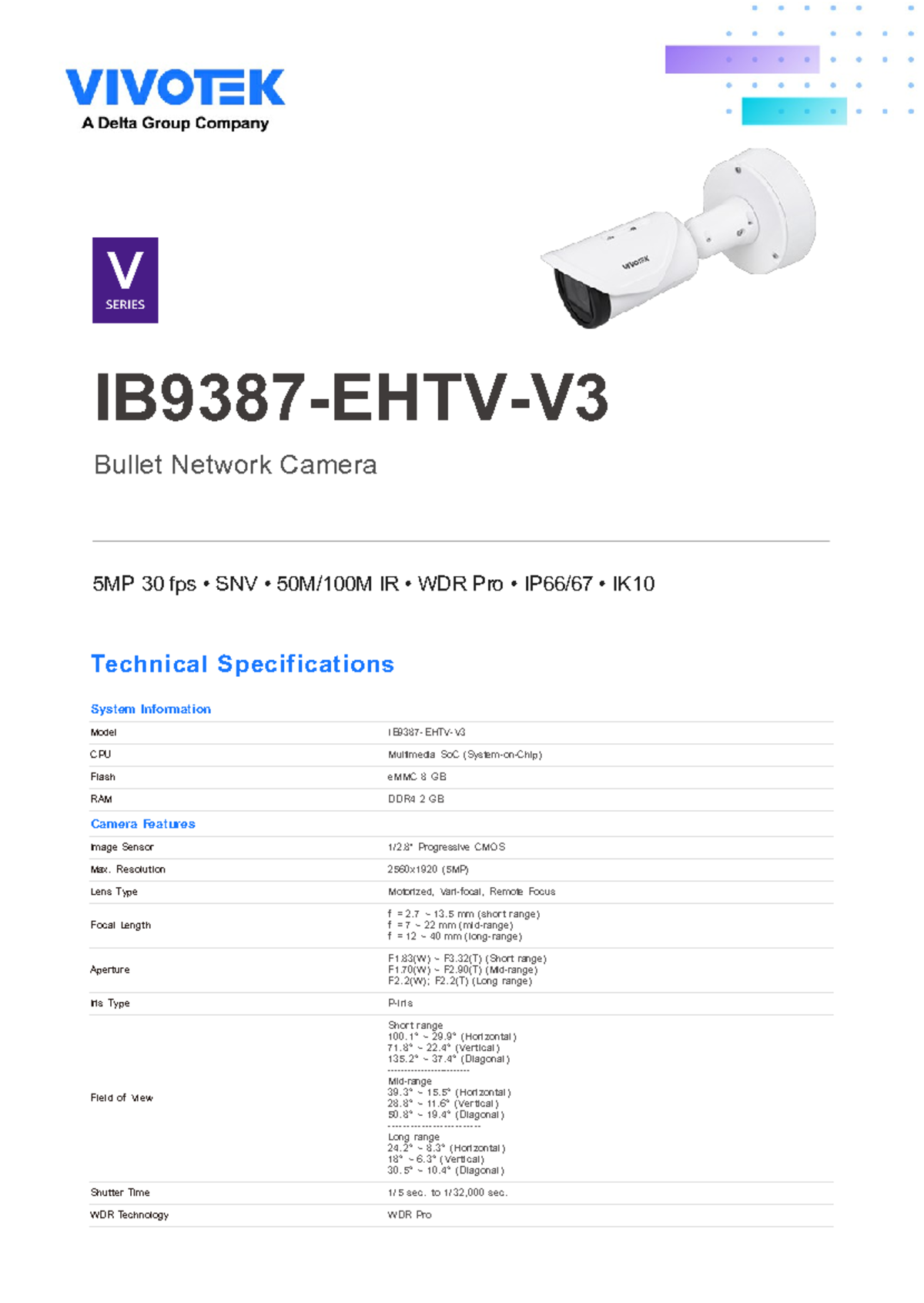 IB9387-EHTV-V 5MP Bullet Network Camera Datasheet Overview - Studocu