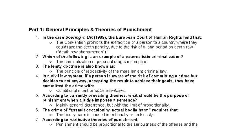 Criminal Law Exam Notes: General Principles & International Justice ...