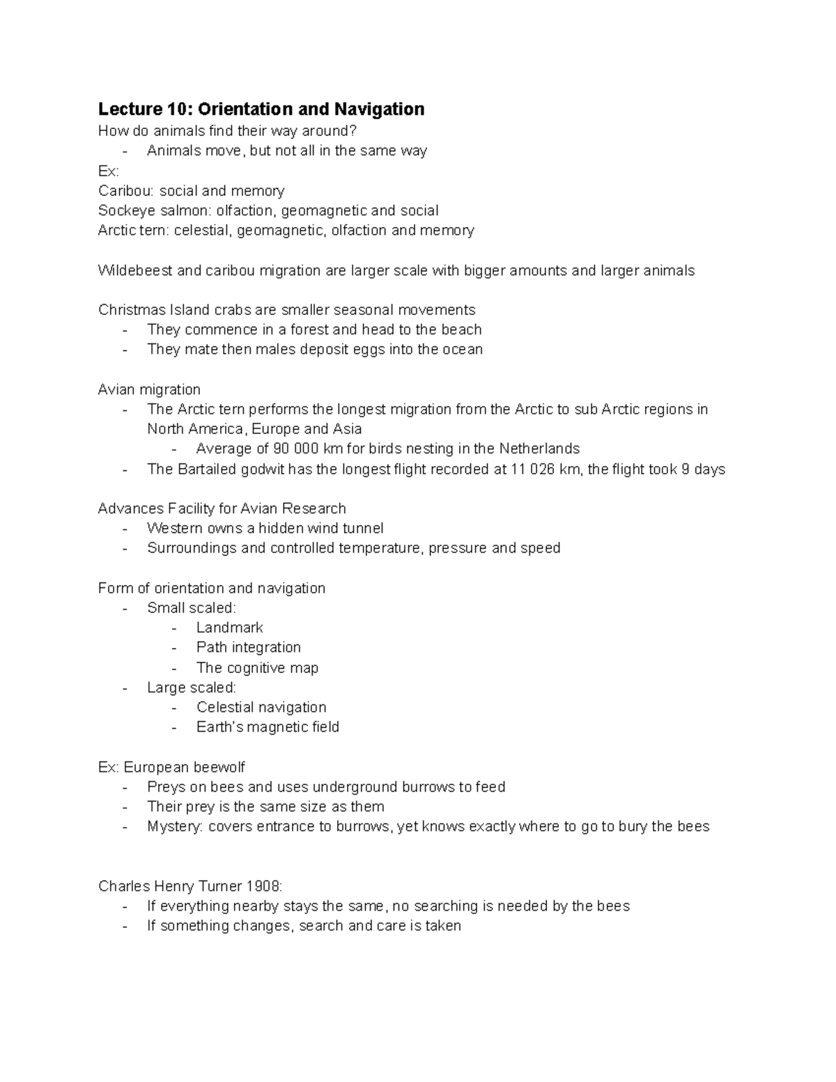 Bio 3436 - Final Exam Notes: Animal Orientation, Navigation ...