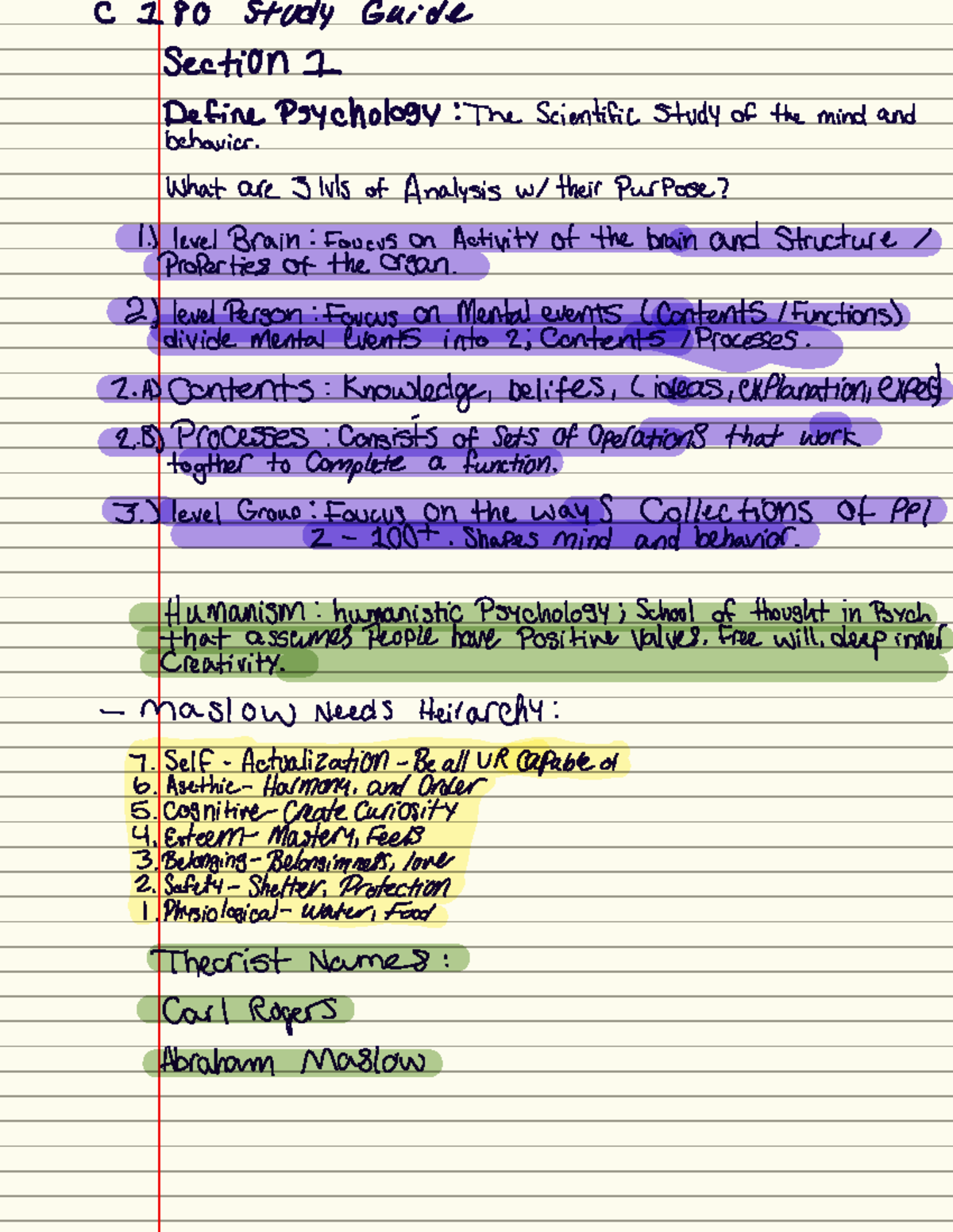C180 Intro to Psychology Study Guide: Memory, Emotions, and Experiences ...