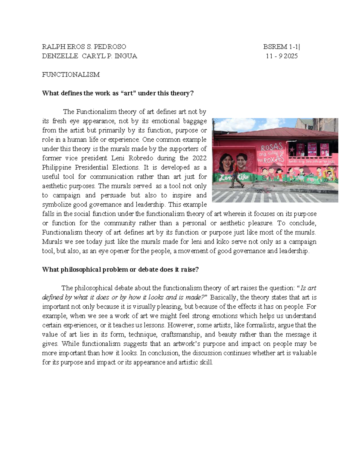 Functionalism in Art: Purpose vs. Aesthetic Value (BSREM 11) - Studocu