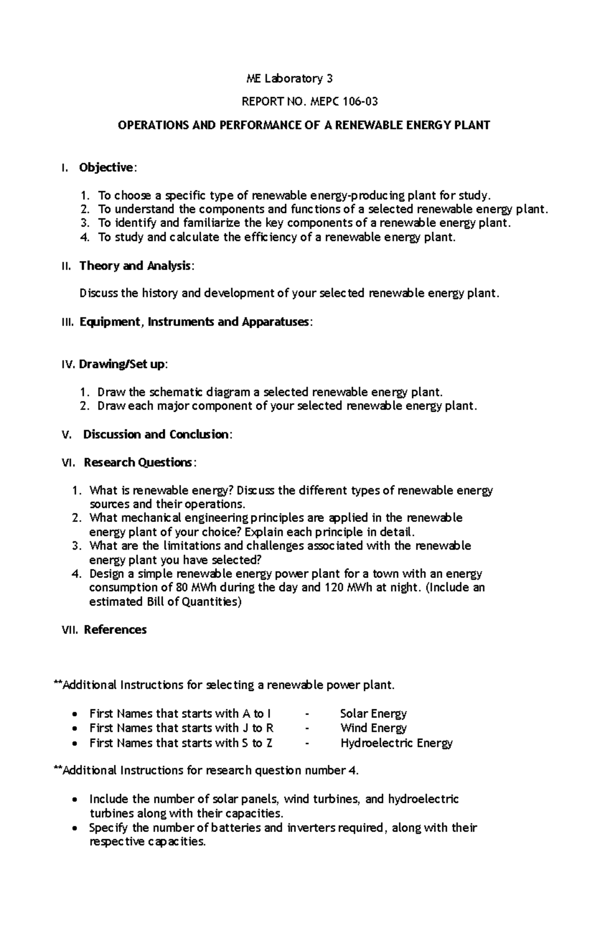 ME Laboratory 3 Report: Operations & Performance of Renewable Energy ...