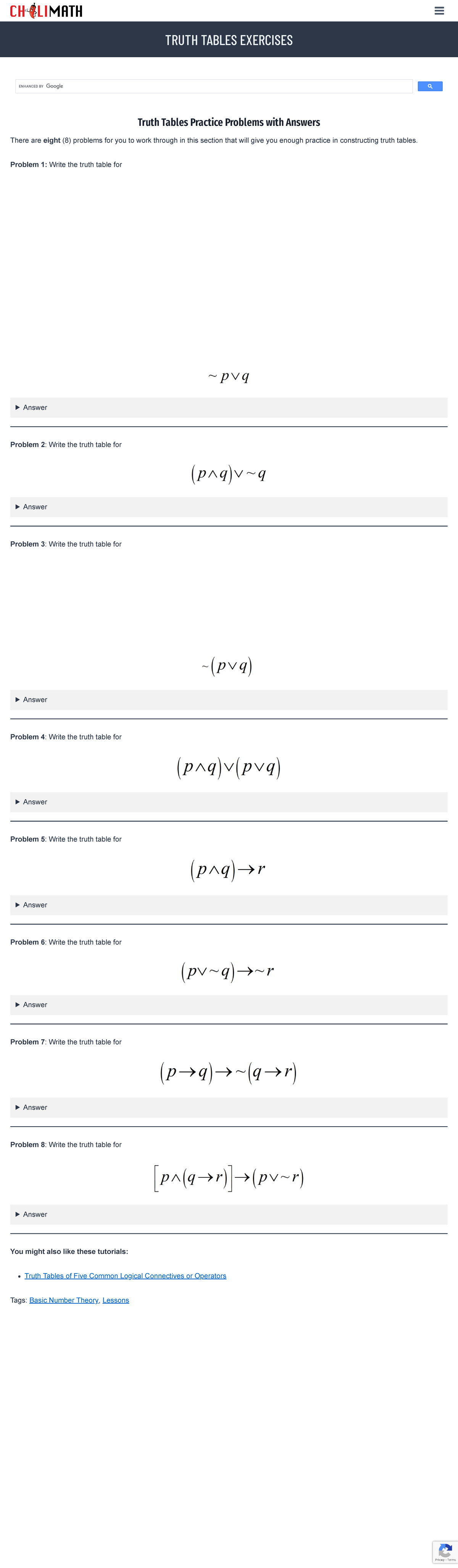 Truth Tables Exercises - CSASAS Lesson with Practice Problems - Studocu