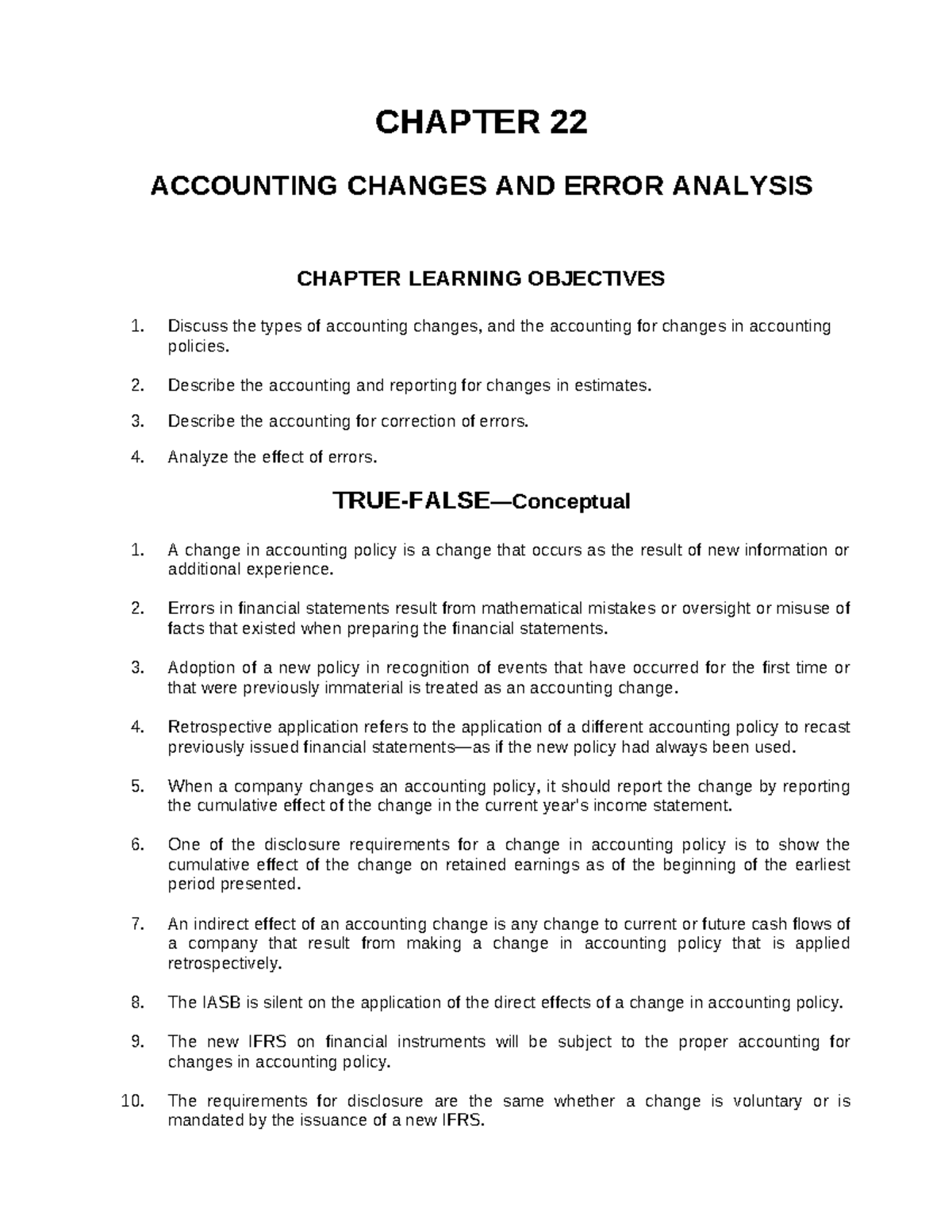 CH22 - Test Bank on Accounting Changes and Error Analysis - Studocu