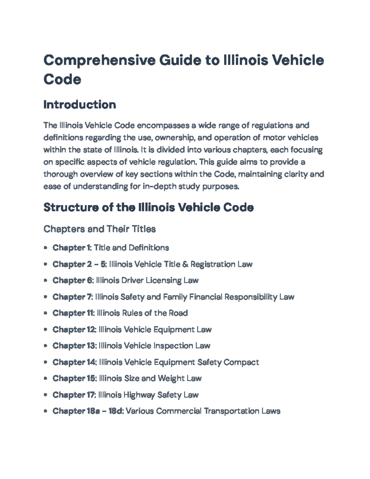 Illinois Vehicle Code Overview: Key Regulations and Definitions ...