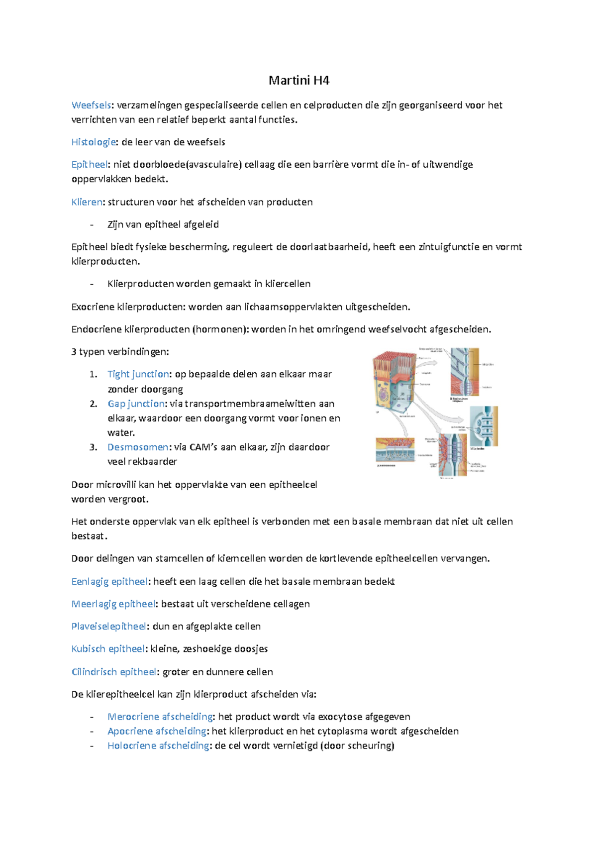 H4 - Pathologie voor verpleegkundigen: Epitheel & Bindweefsel Functies ...
