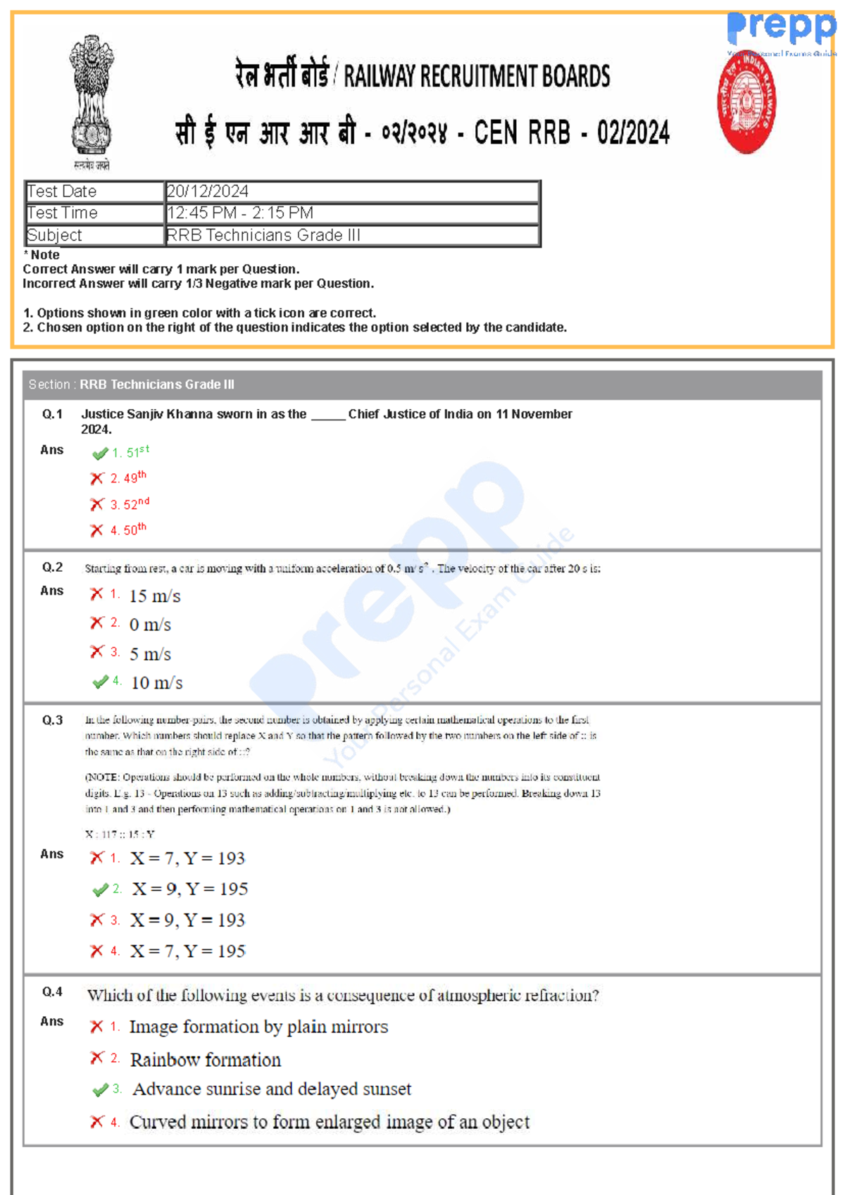 RRB Technicians Grade 3 Question Paper Shift 2 - Dec 2020 - Studocu