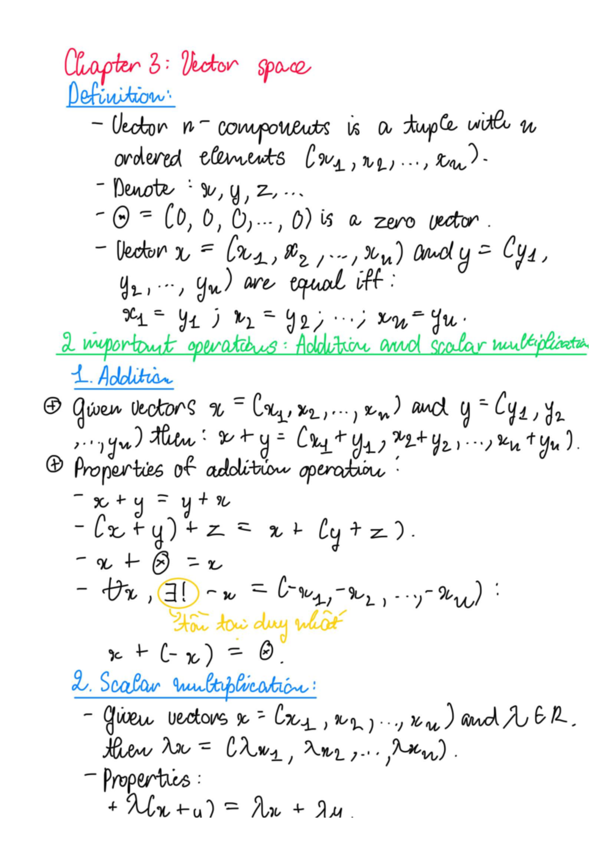 Chapter 3: Vector Space Concepts and Definitions - Studocu