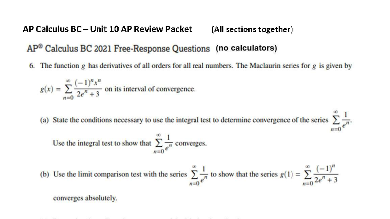 Unit 10 Infinite Sequences and Series - AP Calculus BC – Unit 10 AP ...